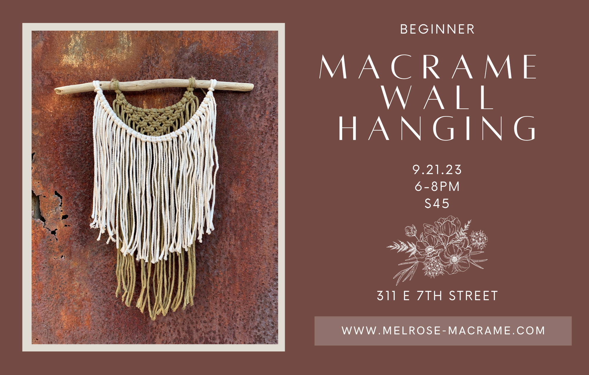 Beginner Macrame Wall hanging Workshop | Melrose Macrame